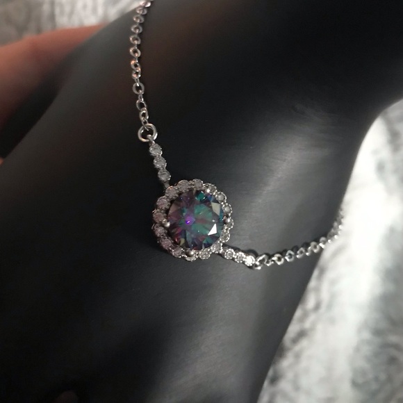 Jewelry | Moissanite 2ct Rainbow Blue Sterling Silver Bracelet ...